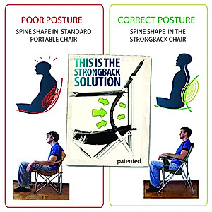 STRONGBACK Outdoor Patio Chair, Portable Folding Outdoor Chair with Lumbar Support, Great for Patio Furniture, Balcony, Camping, and Lawn