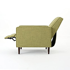 Christopher Knight Home Mervynn Mid-Century Modern Fabric Recliner, polyester, Muted Green / Dark Espresso