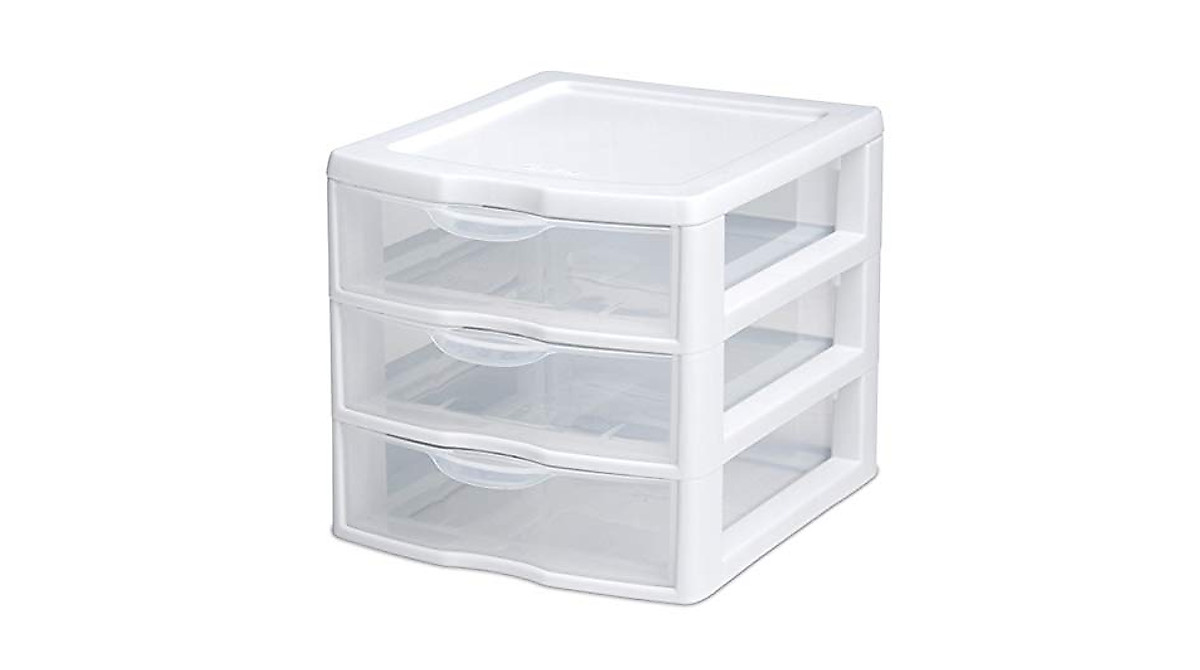 Compact White 3 Drawer Stackable Storage Chest
