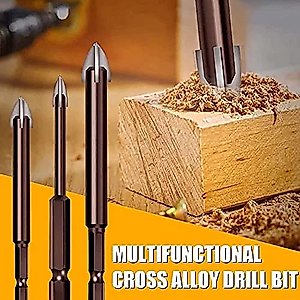 5/7PCS Efficient Universal Drilling Tool, Titanium Combination Drill Tap Bits Set, Triangle Drill Bit, Glass, Tile and Concrete Drill Bit, Multifunctional Cross Alloy Drill Bit Tip Tools (7 PCS)