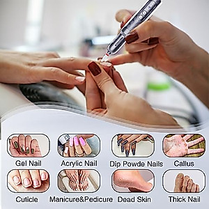 Golgner Cordless Nail Drill Machine, Electric Nail Drill Machine, Portable Electric Nail File Machine, 20000RPM with 12PCS Nail Drill Bits&36Pcs Sanding Bands, for Acrylic Gel Nails, Manicure Pedicure