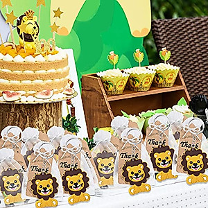 CiciBear 60 Pack Lion Party Decorations for Guests, 20 Lion Keychains, 20 Tags and 20 Gift Bags for Jungle Safari Wild Woodland Baby Shower, Kids Birthday Party Favor