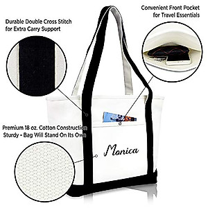 DALIX Womens Custom Names Monogrammed Premium Embroidered Tote Bag Monica