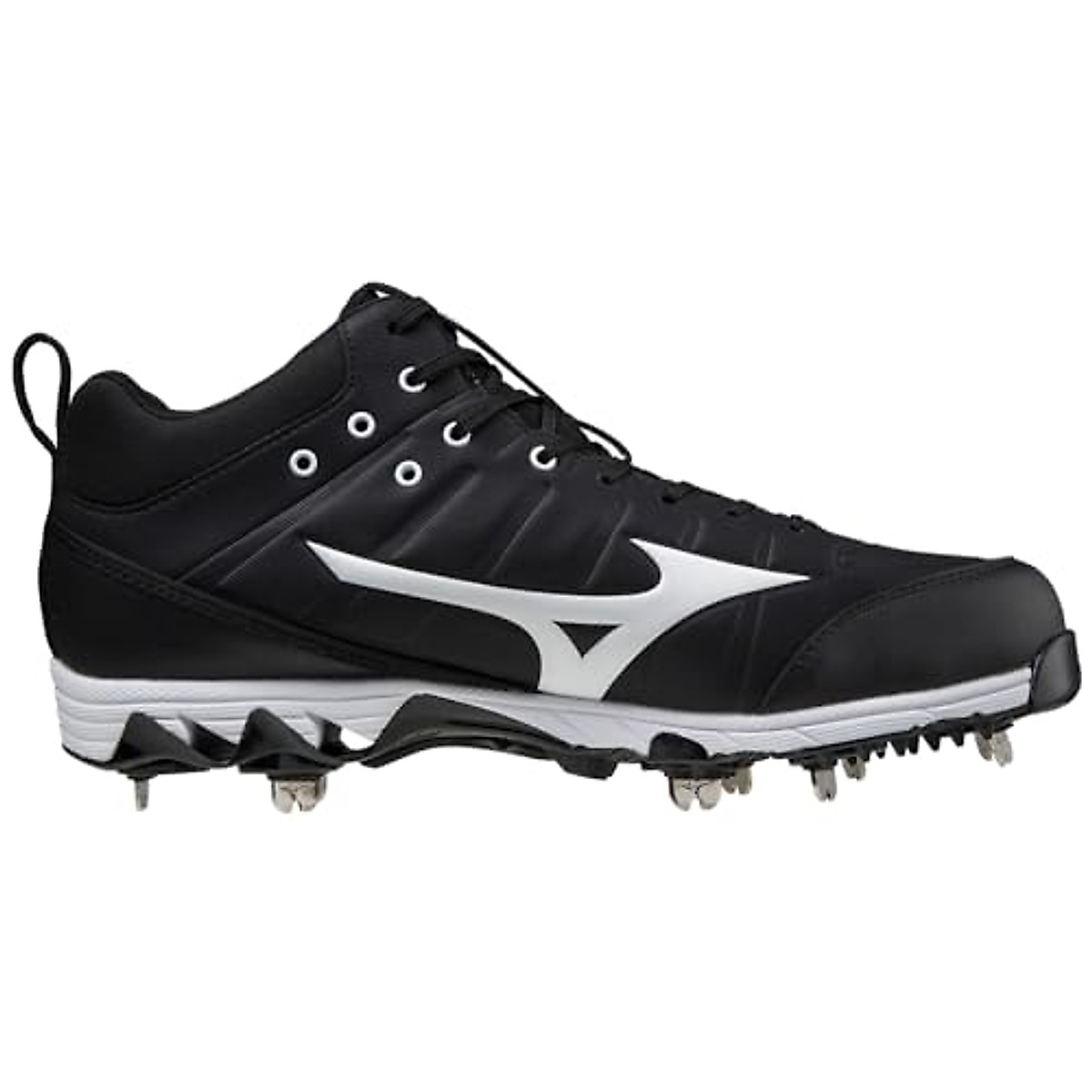 Mizuno unisex adult 9-spike Ambition 2 Mid 9 Spike Men's Metal Baseball Cleat 11, Black-white (9000), 11 US