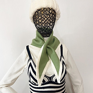 Meoliny Knit Triangle Neck Scarf Autumn Warm Scarf Winter Neck Warmer for Women Neckerchief Winter Shawl Warm Scarf,green