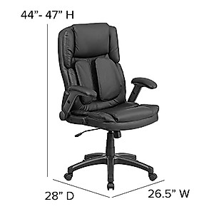 Flash Furniture Hansel Extreme Comfort High Back Black LeatherSoft Executive Swivel Ergonomic Office Chair with Flip-Up Arms