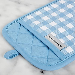 KitchenAid Gingham Pot Holder 2-Pack Set, Blue Velvet, 7"x10"