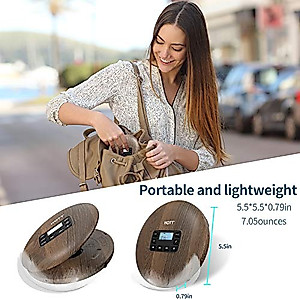 HOTT CD611 Portable CD Player for Home Travel and Car with Stereo Headphones, Anti-Shock ,Wood Grain
