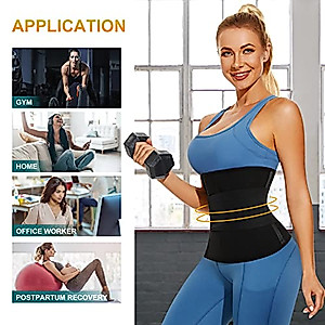 SUNACGO Waist Trainer for Women Workout Waist Cincher Trimmer 3 Segmented Underbust Corset Tummy Control Hourglass Body Shaper(Black, Medium)