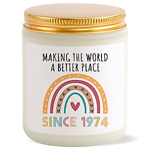 50th Birthday Gifts for Her, 1974 Happy 50th Birthday Gifts for Women, 50 Year Old Birthday Gift Ideas for Wife, Mom, Aunt, 50th Birthday Decorations-50th Birthday Candle(Vanilla Buttercream Scent)