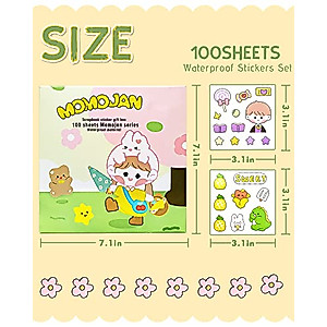 Benresive 1000 Pcs Cute Stickers for Kids, Water Bottle Stickers Kawaii Waterproof Vinyl Scrapbook Phone Laptop Stickers, 100 Sheets Journaling Aesthetic Sticker Packs for Girls Teens（Green）