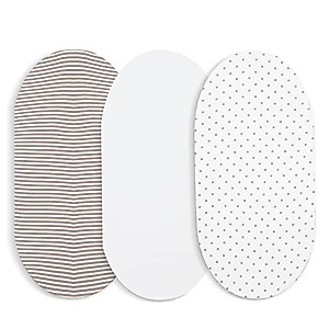 ORGANICKID Bassinet Sheets Fitted GOTS Certified Organic Cotton Non-Distracting Design Pack of 3