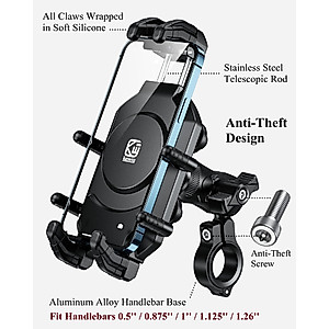 BRCOVAN Motorcycle Phone Holder with Vibration Dampener & High-Speed Secure Lock, Anti-Theft Motorcycle Phone Mount Handlebar Cellphone Holder for Bike Bicycle Scooter ATV Fit 5.4''-7.2'' Smartphones
