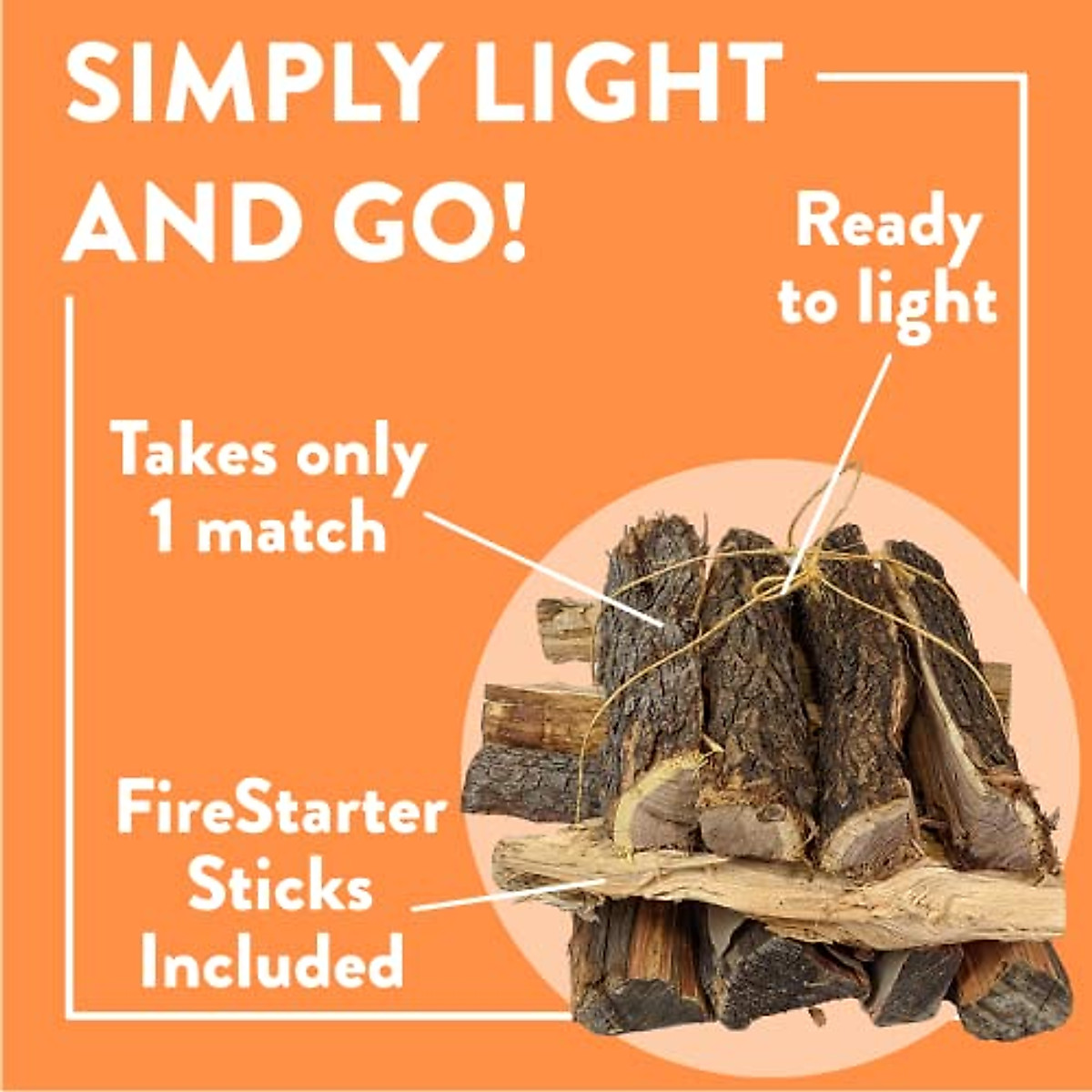 Billy Buckskin Co. Campfire Wood Bundle | 1 Click Fire Ready to Light | Pinion, Juniper, Mesquite with Firestarter Sticks | Simply Light and Go | Split Seasoned Fire Wood for Campfire Outdoor | 19 lb
