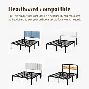 ZIYOO Twin XL Bed Frames with Heavy Duty Steel Slat, 14 Inches Platform Bed Frame, Non-Slip Design, No Box Spring Needed, Easy Assembly, Quiet Noise Free, Under Bed Storage Space, Black