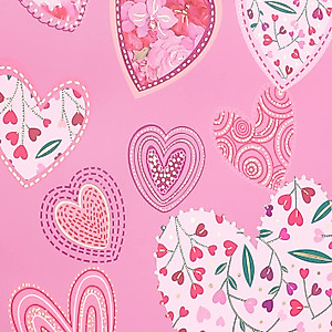 12.6" Large Gift Bag with Tissue Paper, Gift Bag with Love Design for Valentine’s Day, Mother’s Day, Anniversary, Sweetest Day and More. (Scattered Hearts)