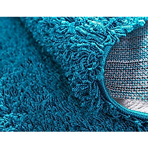 Unique Loom Solid Shag Collection Area Rug (8' x 10' Rectangle, Turquoise)