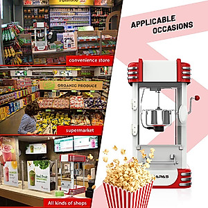 KAPAS Popcorn Machine, Red Tabletop Popcorn Popper Maker with Accessories