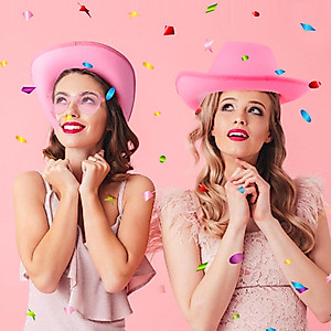ZIYIME 4 Pcs Pink Cowgirl Hat for Women, Pink Cowboy Hat, Cowgirl Hat with 4 Hats 4 Bandanas 4 Pairs Glasses for Bachelorette Parties Cosplay Party