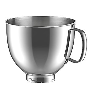 GVODE Stainless Steel Mixer Attachment Fit all Kitchenaid Mixer Bowl，4.5-5Q Tilt-Head for Kitchen Aid Mixing Bowls 5 Quart Stainless Bowl for Kitchenaid