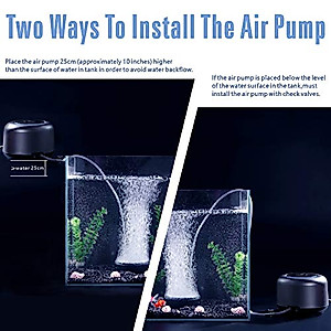 AQQA Aquarium Air Pump,5W 10W Powerful 2 Outlets,Fashion Ultra-Quiet Energy-Saving Oxygen Pump Adjustable 4 Airflow Rate Grades,Freshwater and Marine Fish Tank 5W (up to 300 Gallon)