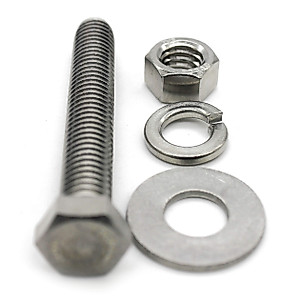 (10 Sets) 1/4-20x3" Stainless Steel Hex Head Screws Bolts, Nuts, Flat & Lock Washers, 18-8 (304) S/S, Fully Threaded by Bolt Fullerkreg