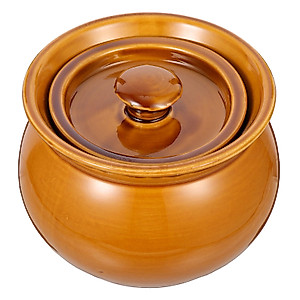 Yardwe Ceramic Stew Pot with Lid, 500ml Traditional Clay Stockpots Ceramic Stewing Soup Pot for Stew Chicken Soup Steam Vegetables and Corn or Cooking Food