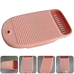 Angoily Laundry Washboard Plastic Laundry Washboard Portable Anti Skid Washing Board Old Fashioned Laundry Washer Manual Clothes Washing Tool for Home Travel Pink