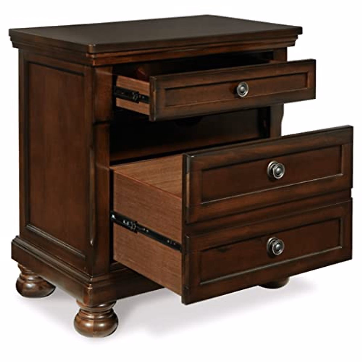 Signature Design by Ashley Porter Classic 2 Drawer Nightstand with Dovetail and Ball-bearing Construction, Dark Brown