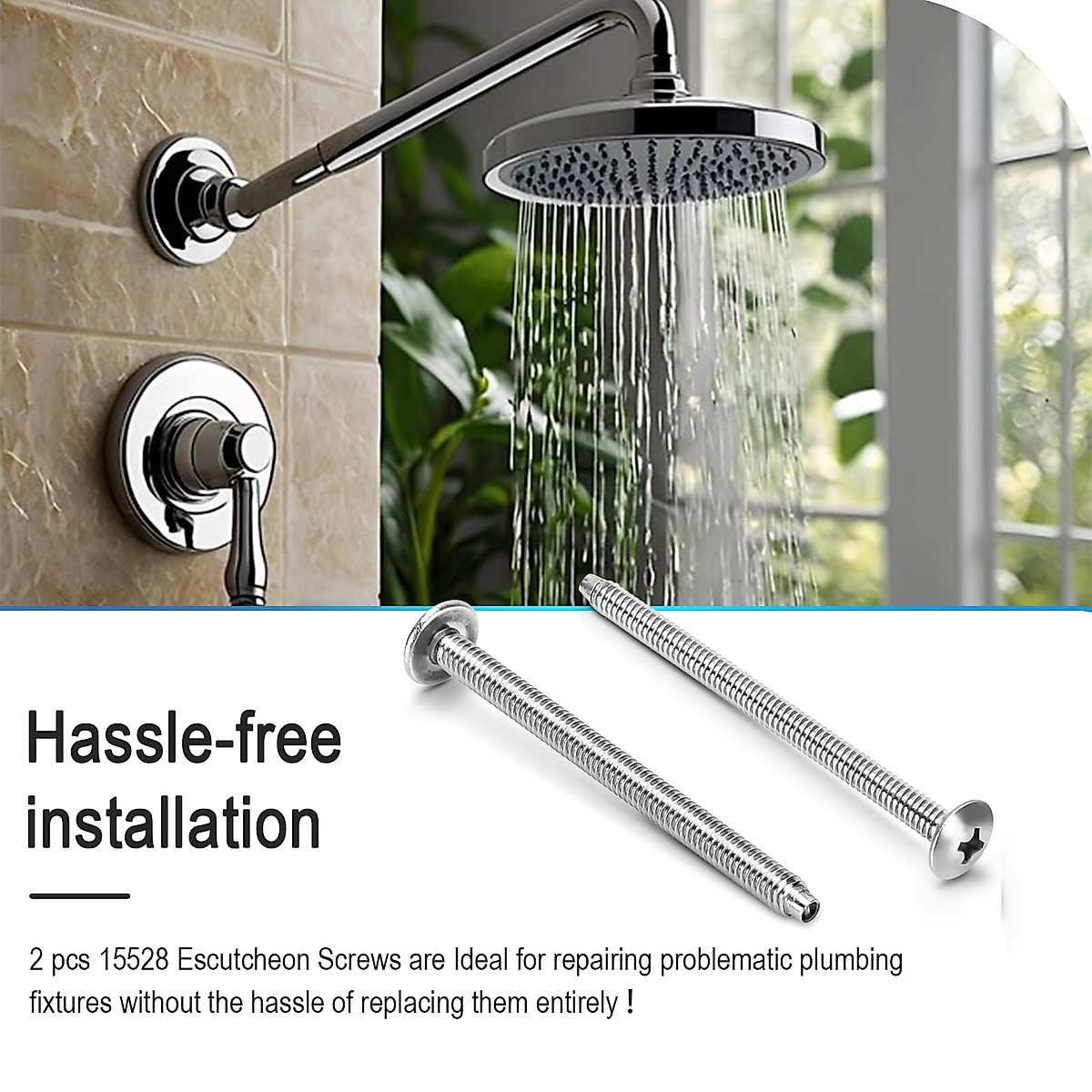 2-Pack 15528 Shower Faucet Escutcheon Screws Replacement for Moen - Escutcheon Trim Screws Shower Handle Cover Plate Screws for One-Handle Tub and Shower Faucets