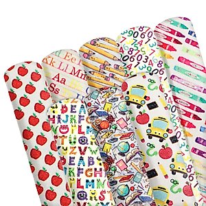 David accessories Back to School Faux Leather Sheets Fabric 8 Pcs 7.7"x12.9"(20cm x 33cm) Glitter Synthetic Leather for DIY Bows Earrings Making Crafts (Back to School Set C)