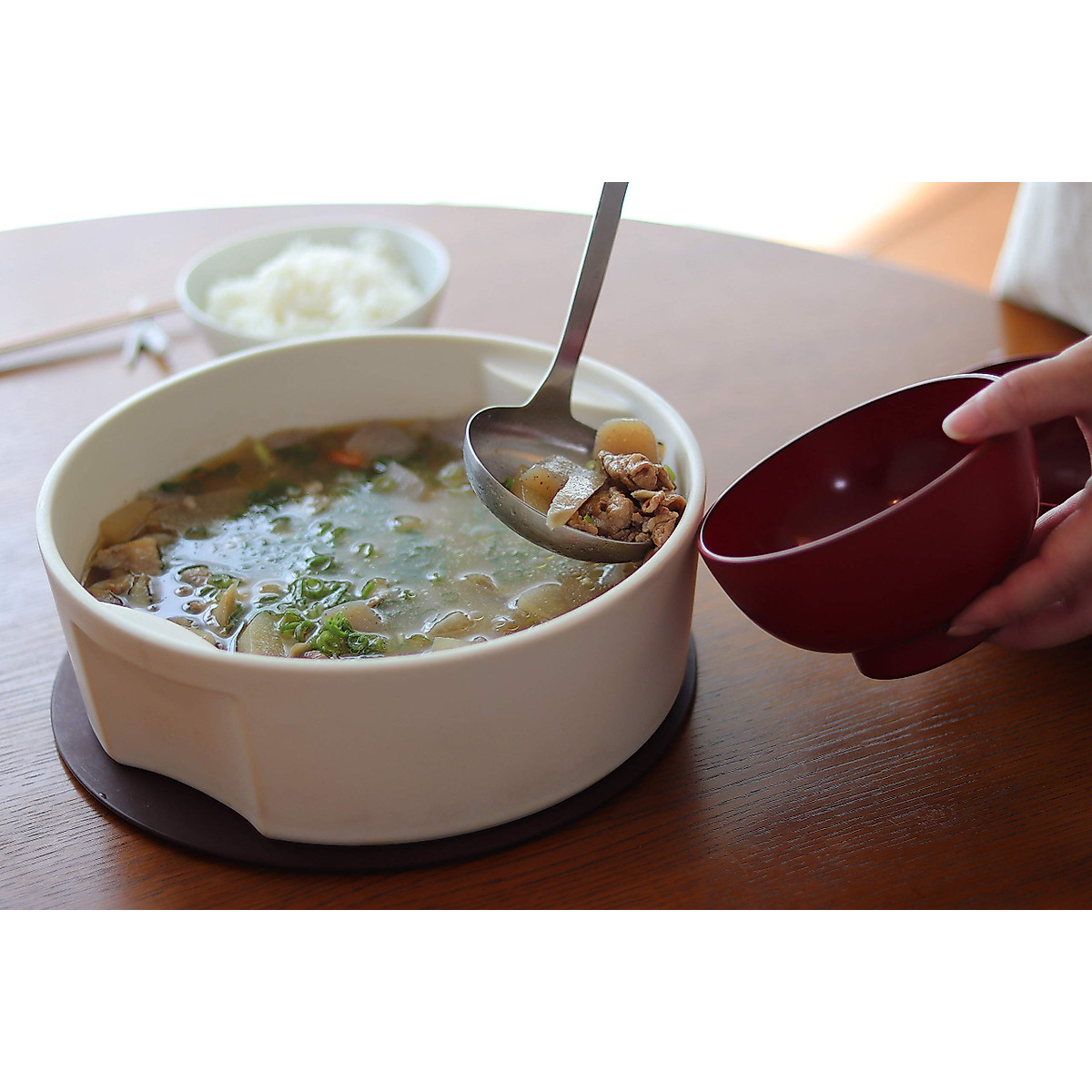 Japanese Donabe Clay Pot, Seto-mono, 1450ml, Modern Design, White, Handcrafted in Japan