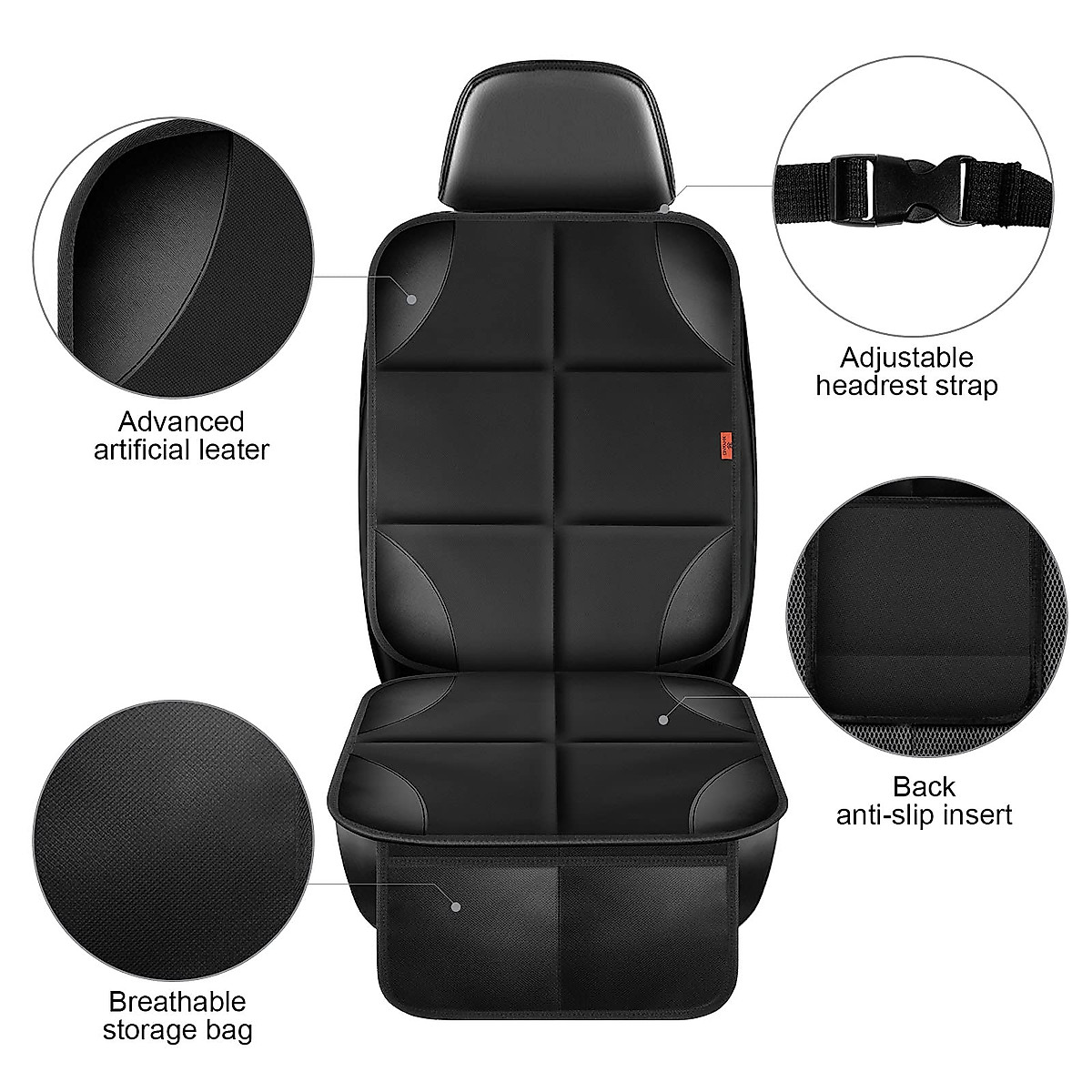 XHYANG Car Seat Protector 1 Pack Car Seat Cushion Mat Thickest Padding,Waterproof 600D Fabric Car Seat Covers for Non-Slip Backing Mesh Pockets for Baby and Pet 1 Seat Protector Blue