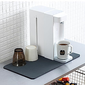 Taiyang Drying Mat for Kitchen Counter, Absorbent Drainer Mats, Dish Drying Pad with Non-Slip Bottom, Heat-Resistant, Suitable for Kitchen, Pet Drinking, Diatom Mud Mat(Graphite Black, 12"x16")