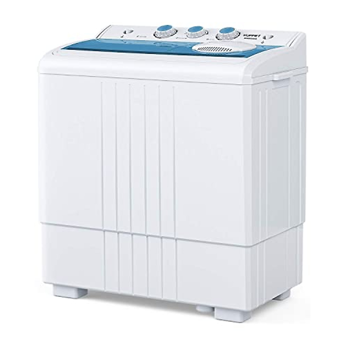 Mini Compact Washing Machine, Anpuce Portable Tub Laundry Washer 21lbs Washer(14.4Lbs) and Spinner(6.6Lbs), Cycle Combo Built-in Drain Pump/Semi-Automatic, for Camping, Apartments, Dorms, College Rooms, RV’s White&Blue