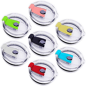 2 pcs Tumbler Replacement Lids,Spill-proof Splash Resistant Straw-friendly Cover,BPA Free & Straw Friendly (30 oz,white&black)