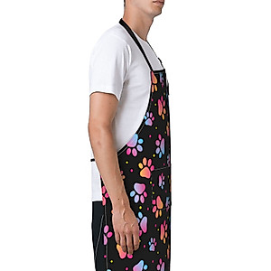 Wisedeal Dogs Paw Apron, Funny Colorful Pet Paws Animal Footprint Apron with 2 Pockets Adjustable Neck for Mom Dad Men Women, Suitable for Kitchen Cooking Lover Dog Chef Grill Bistro Baking BBQ
