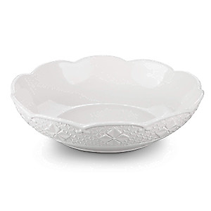 STAR MOON 27 Oz Ceramic Large Pasta Bowls Set Elegant Vintage Porcelain Serving Bowls, Microwave & Dishwasher Safe, Lucky 4-Leaf Clover Collcetion, Set of 2 (Emerald Green)