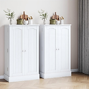 VEELOK 41" Pantry Cabinet with Doors and Adjustable Shelves, White Freestanding Kitchen Pantry Storage Cabinet for Snacks, Food Pantry Cabinet for Small Space, Pantry Closet Cupboard