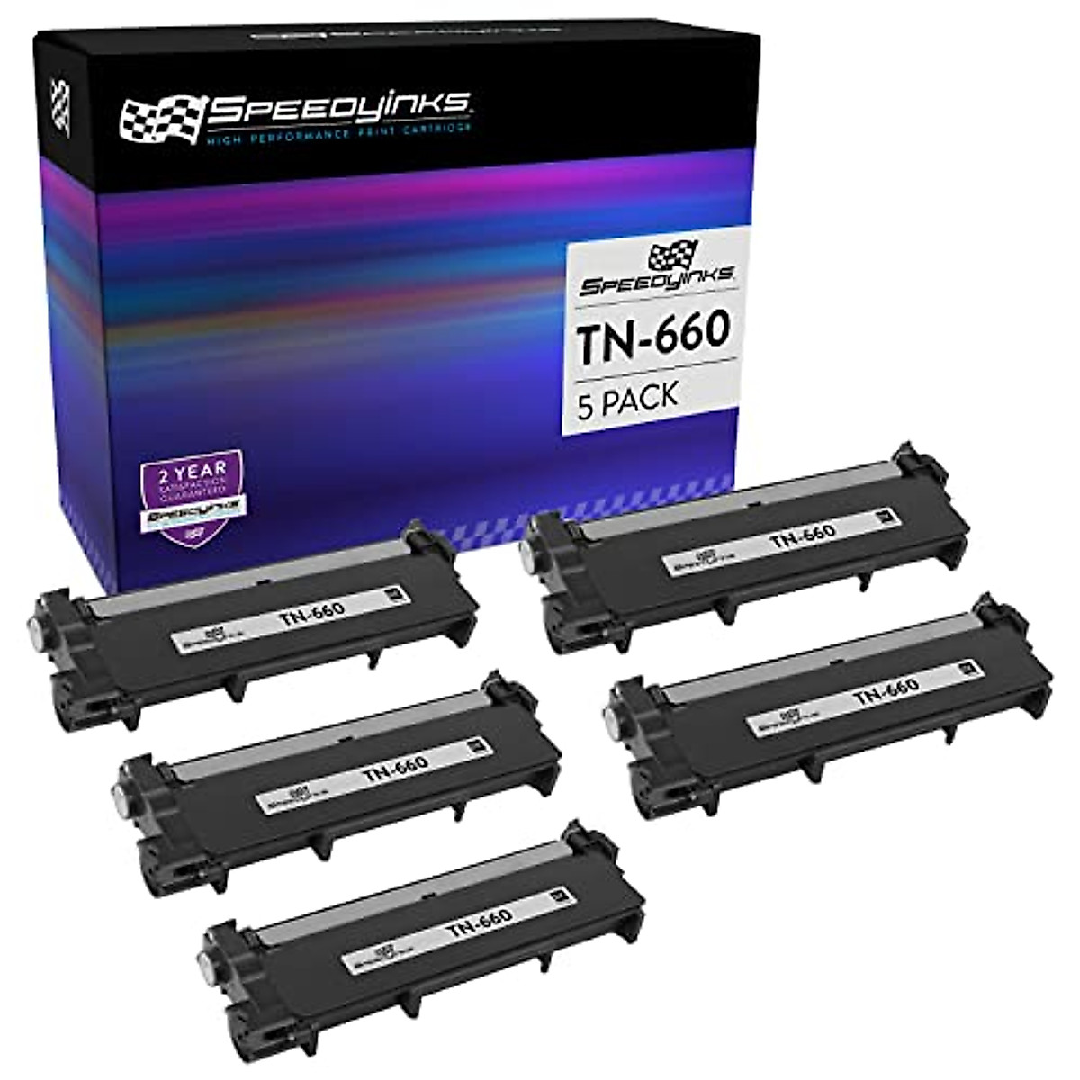 SPEEDYINKS Compatible Toner Cartridge Replacement for Brother TN660 TN-660 (Black, 5-Pack) for use in HL-L2380DW HL-L2320D HL-L2300D HL-L2340DW HL-L2305W DCP-L2540DW Printer