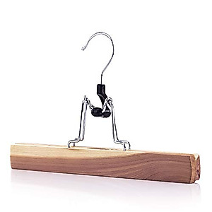HANGERWORLD Pack of 10 Skirt and Pants Hangers with Clamp Clips, 10.6inch American Cedar Wood Hanger