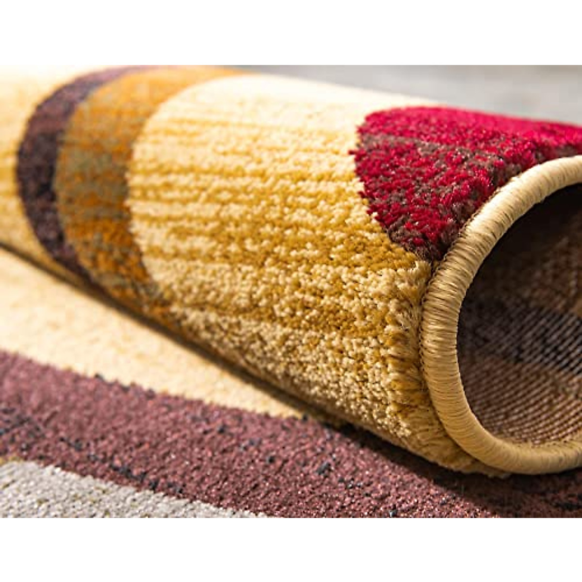 Unique Loom Barista Collection Modern, Abstract, Geometric, Circles, Bohemian, Rustic, Warm Colors Area Rug, 4' 0" x 4' 0", Beige/Brown