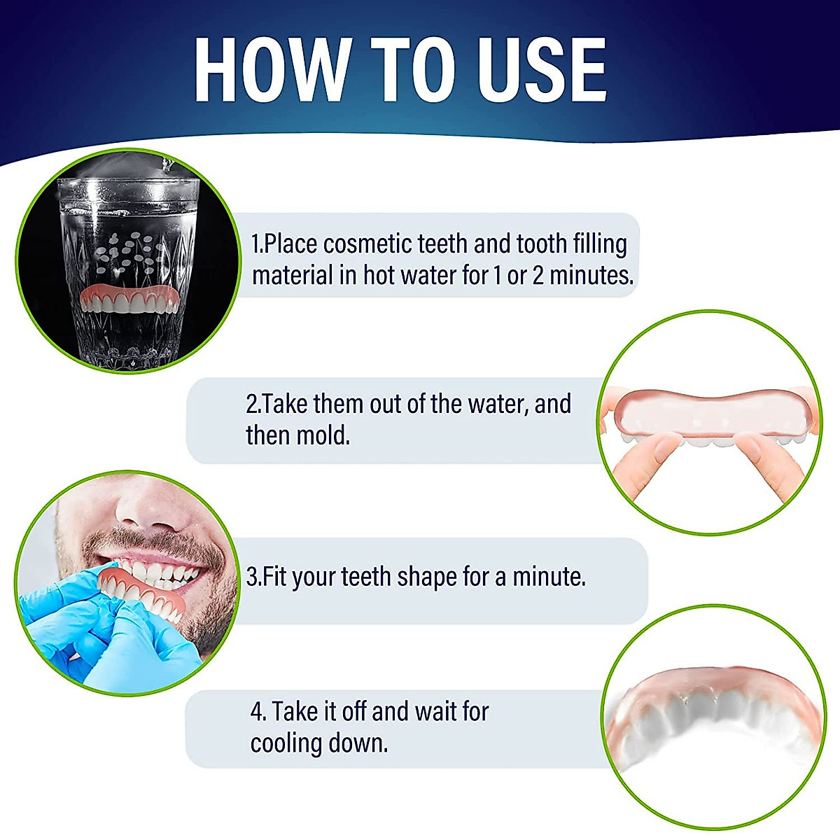 GYTOO Fake Teeth,Veneer Cosmetic Teeth for Upper and Lower Jaw,Natural Shade and Comfortable Fit,Veneer Dentures For Women and Men