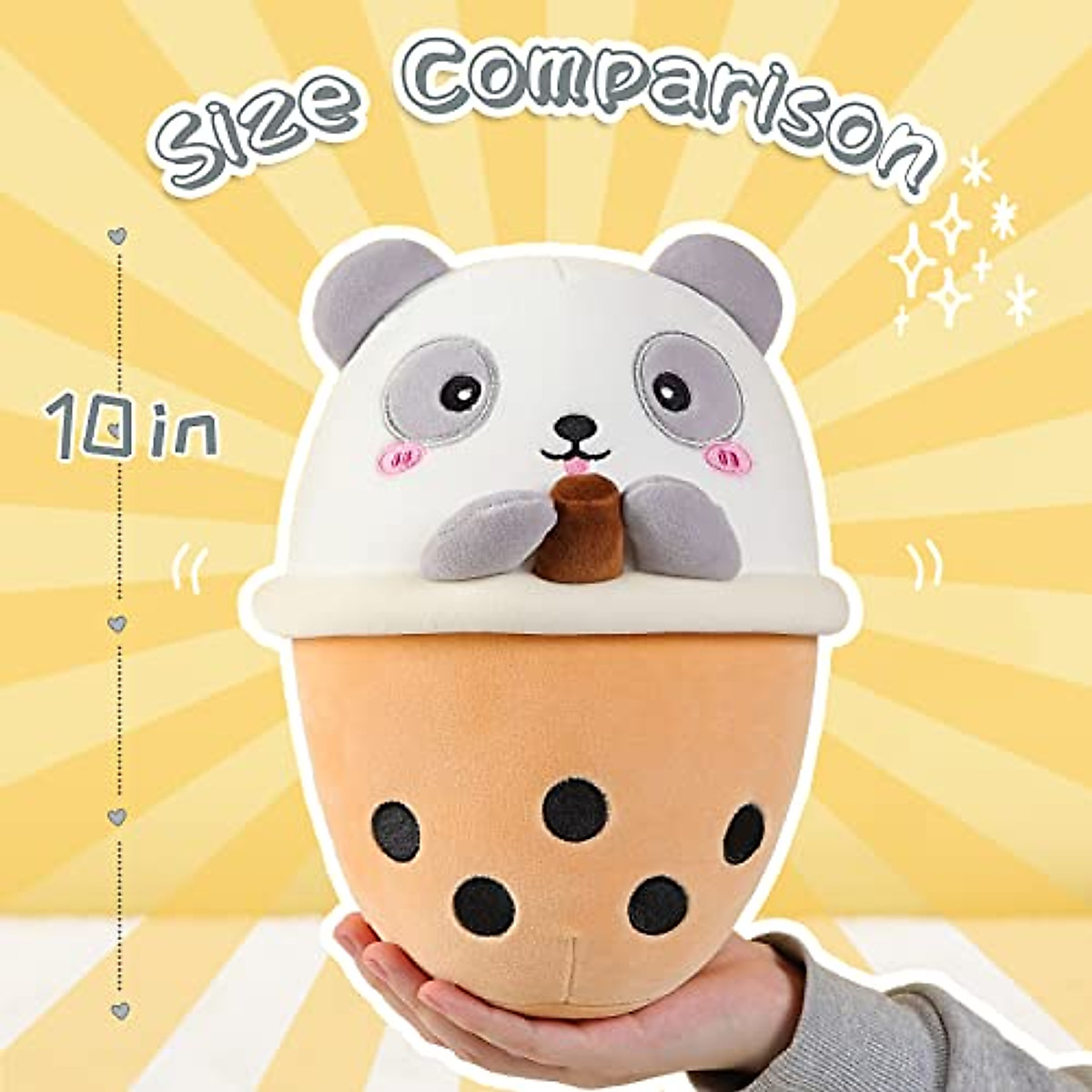 AIXINI Panda Boba Plush 10 inch Bubble Tea Stuffed Animal Soft Kawaii Plushie Toy