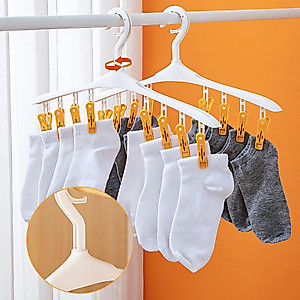 Kcjhagbd Windproof and Antiskid Rotatable Clothes Rack Underwear Hat Socks Drying Rack with Small Clip Space-Saving Clothes Rack Single-row Clothes Rack