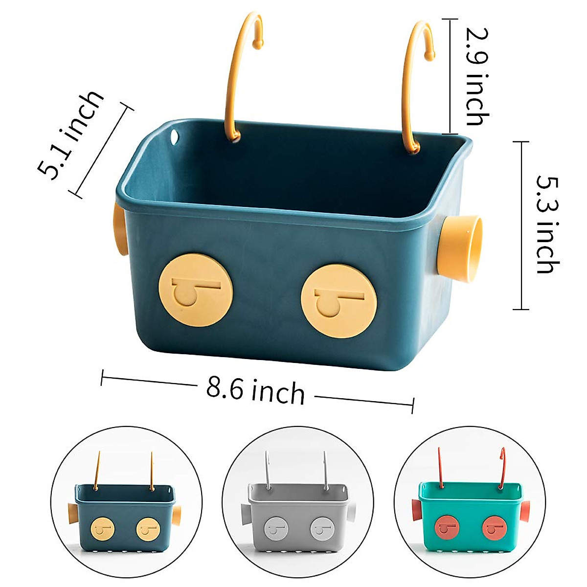 Santouxiang 6-Piece Multicolor Plastic Bath Toy Storage Basket, Wall Mounted Kids Hanging Shower Caddy with Hooks for Shampoo, Bathtub Toys, Kids Bathroom