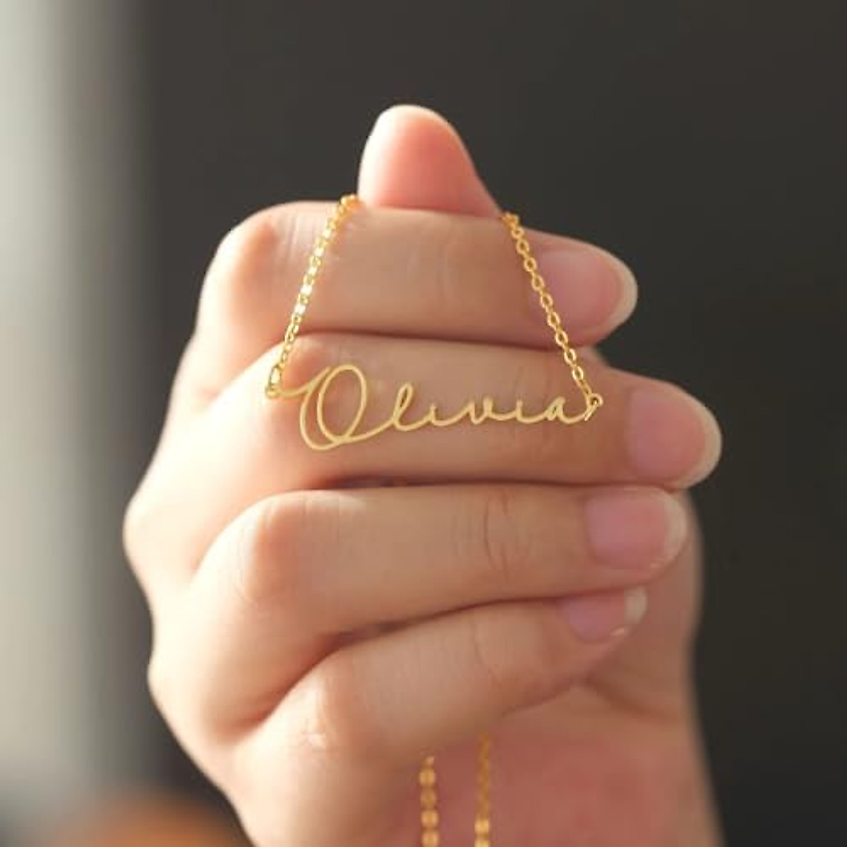 Yopicks Custom Name Necklace Personalized, 18K Gold Plated Sterling Silver Name Necklace for Women Gift