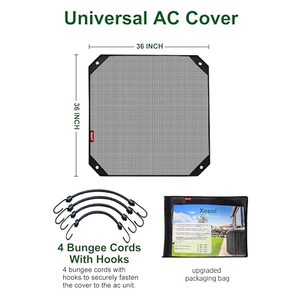 Xeeol 36x36 Central Air conditioner Covers for Outside, Larger Mesh AC Unit Covers Outdoor - Top Universal Defender