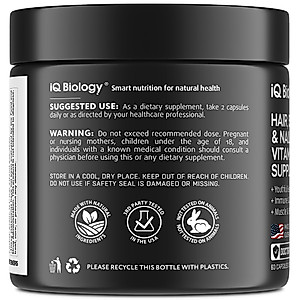 Biotin 10,000 mcg Supplement for Hair Growth with Collagen & Keratin for Hair Loss & Thinning Hair - Hair Skin and Nails Vitamins for Women & Men - Healthy Regrowth, Skin Glow & Nail Repair - 60 Pills