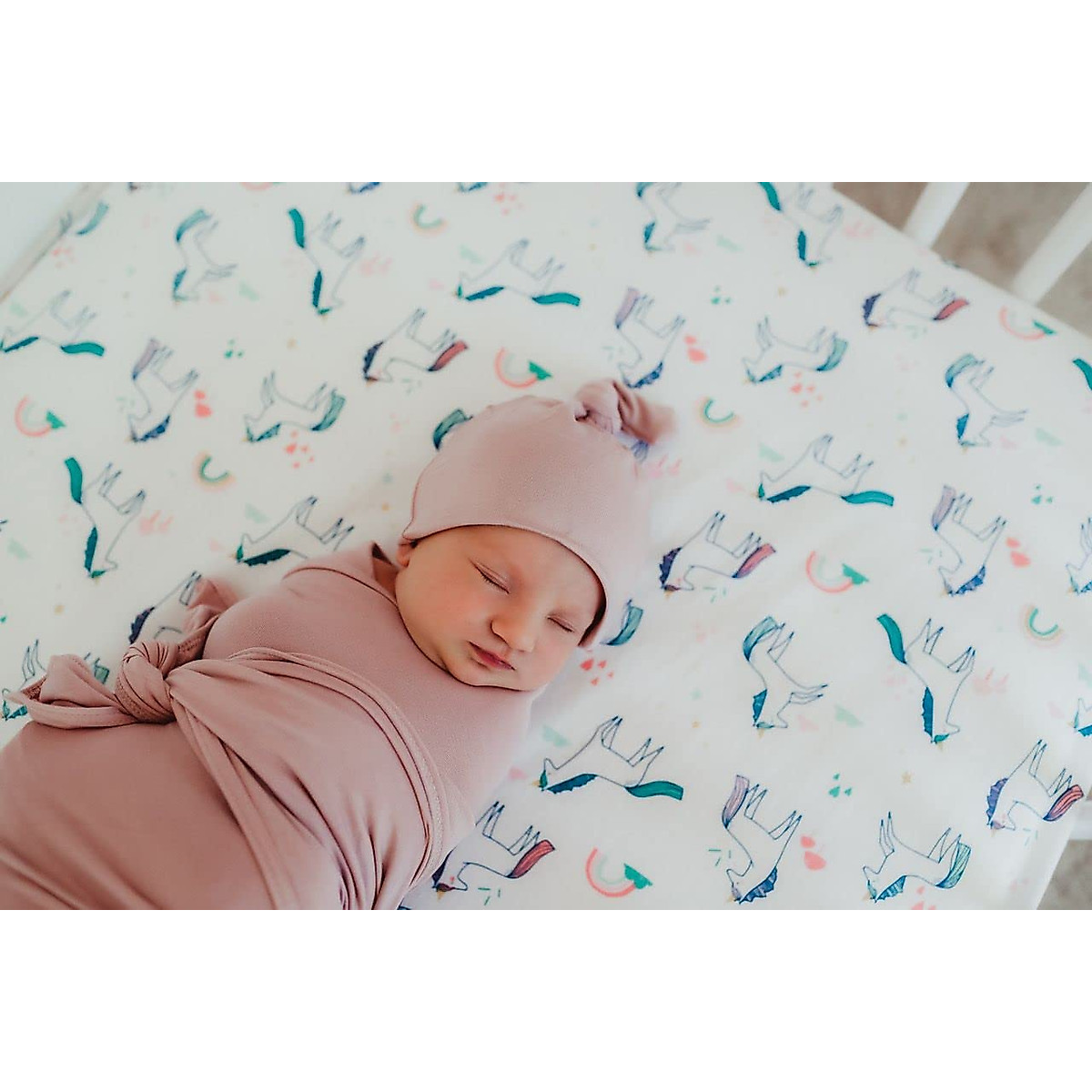 Mima Bebie Swaddle Blanket and Hat Set – Cute Receiving Blanket for Baby Boy and Girl – Soft and Cozy Baby Swaddle Blanket for Newborn – Newborn Blanket New Mom Essentials – Dusty Rose